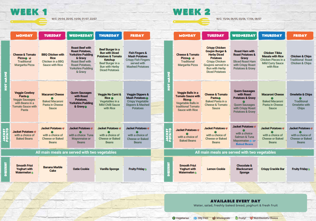 South Camberley Primary and Nursery - Lunch Menus